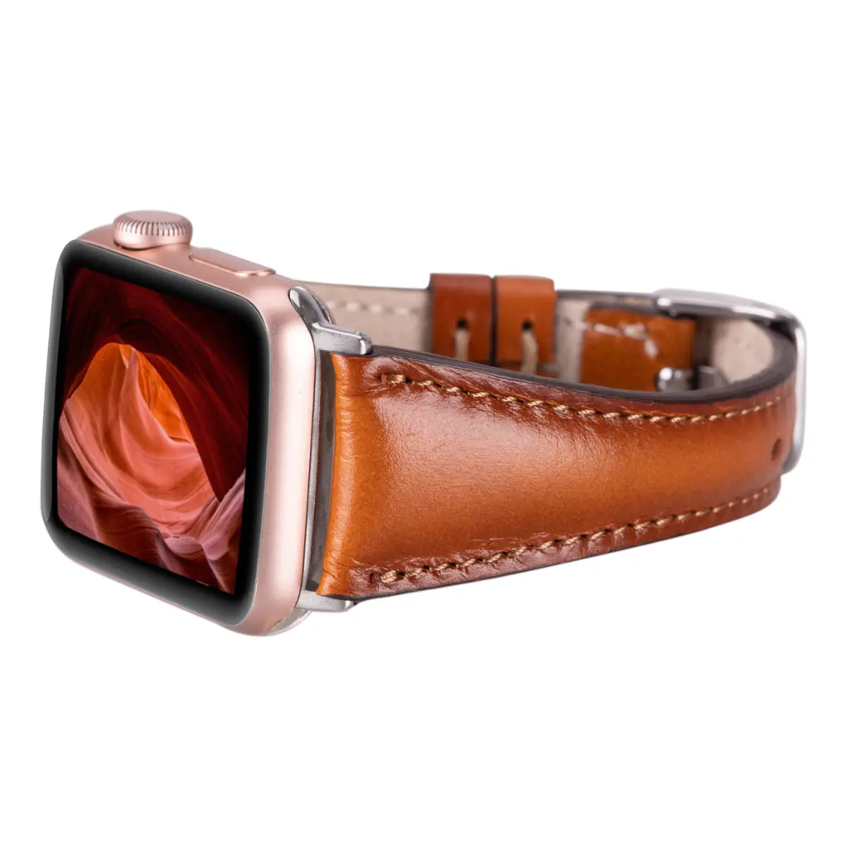 Burnished Tan Leather Slim Apple Watch Band - O2 Leather