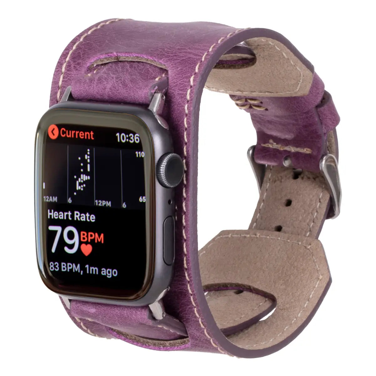 Distressed Purple Leather Cuff Apple Watch Band- O2 Leather