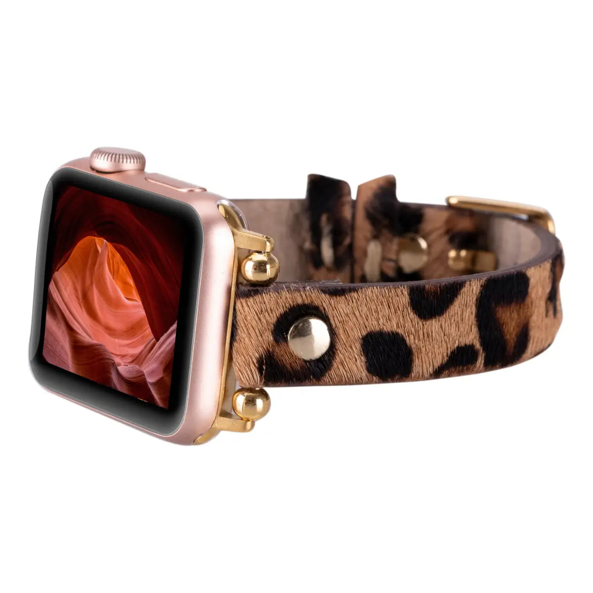 Leopard Pattern Leather Ultra Slim Apple Watch Band - O2 Leather