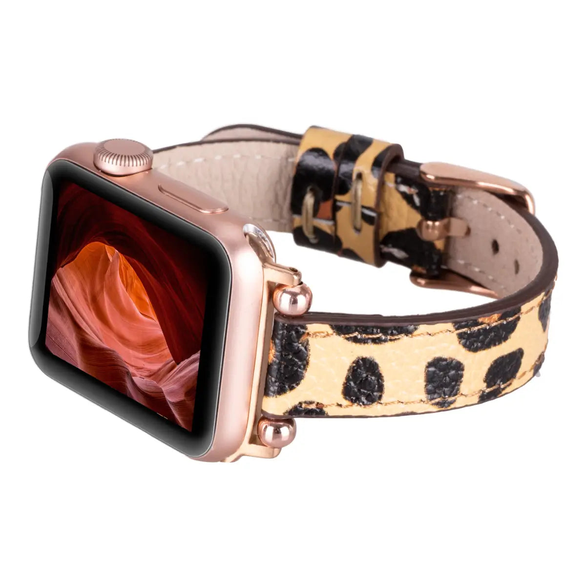 Leopard Pattern Leather Ultra Slim Apple Watch Band - O2 Leather