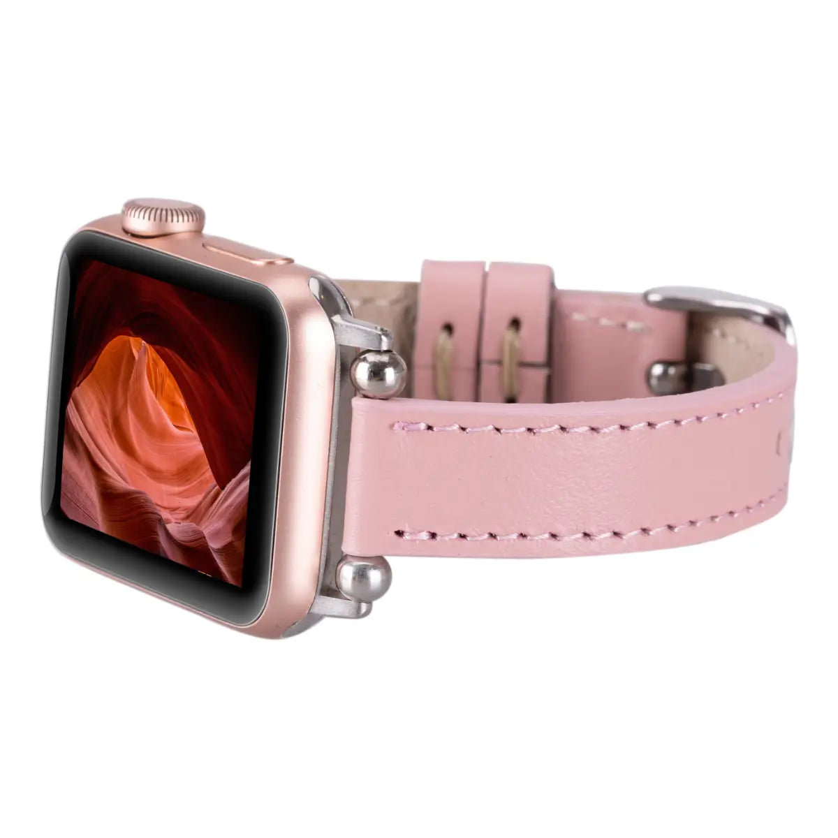 Pink Leather Ultra Slim Apple Watch Band - O2 Leather