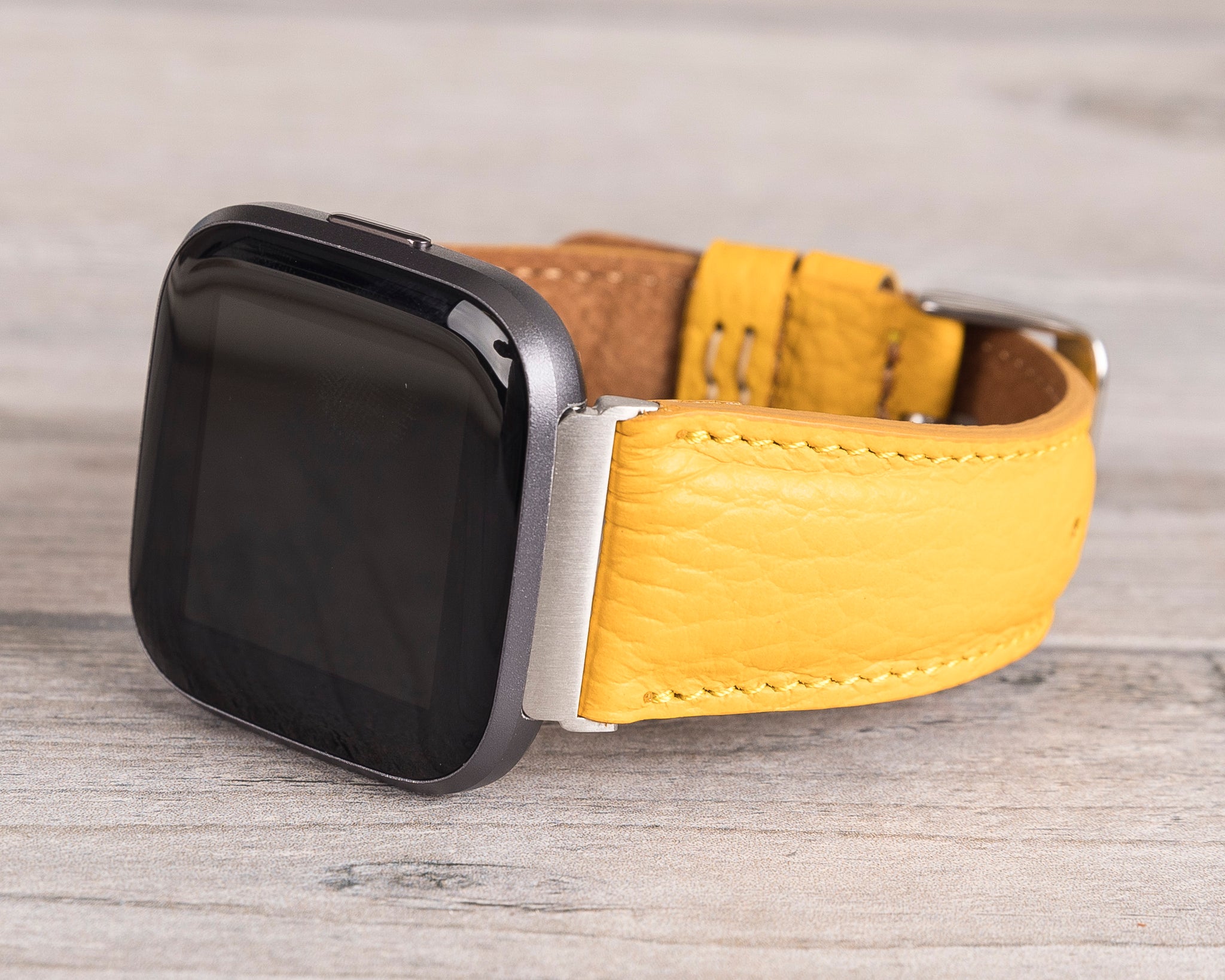 Yellow Leather Classic Fitbit Watch Band - O2 Leather